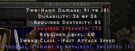Colossus Sword • Diablo 2 Resurrected Base Item •