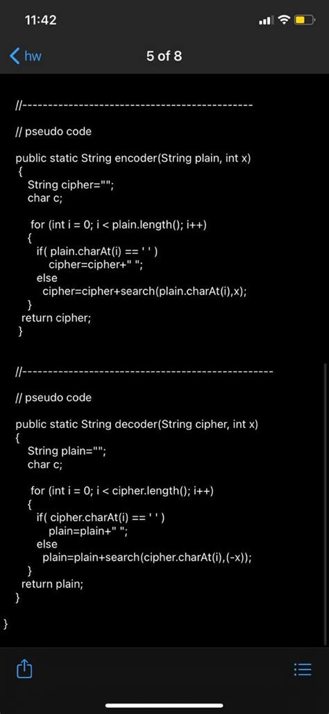 Solved Writing Pseudo Code For Each Method 1 Pseudo Code