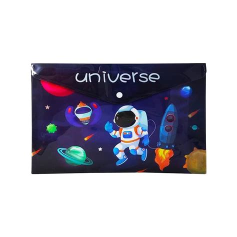 Parteet 1pc Space Theme Documents File Storage Bag With Snap Button Closer A4 Legal Size