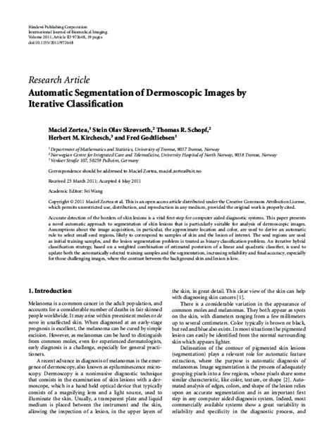 Pdf Automatic Segmentation Of Dermoscopic Images By Iterative Classification