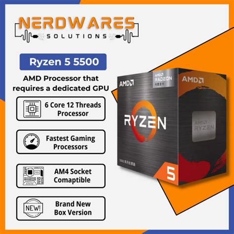 Amd Ryzen 5 5500 6 Cores 12 Threads Am4 Cpu Socket Gaming Desktop Processor Th