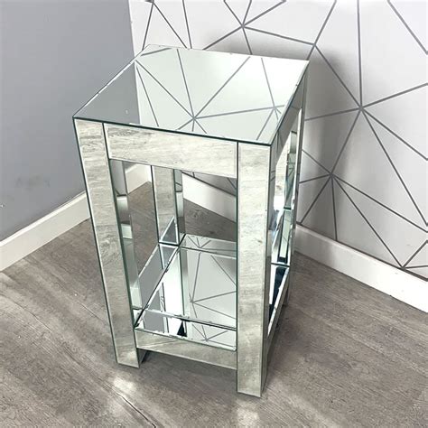 Classic Mirror Silver Mirrored Glass Side Table End Table 56cm