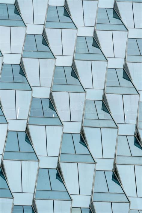 Geometric Glass Facade Pattern In Urban Architecture Stock