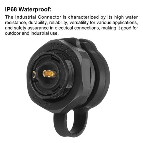 Ew Lp16 2pin Industrial Ip68 Connector Single Hole 400v 10a Black 1pcs