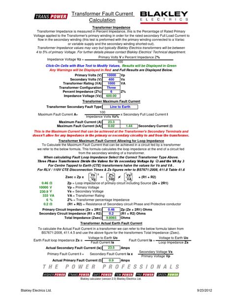 Transformer Fault Current Calculation Pdf Transformer Electrical