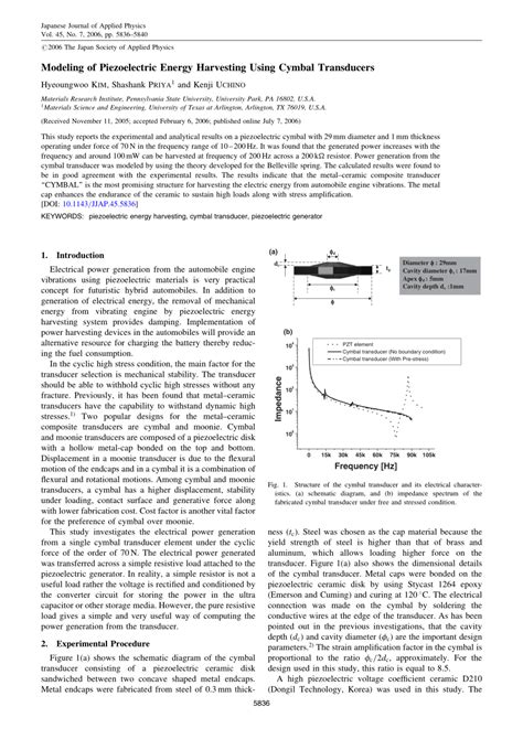 Pdf Modeling Of Piezoelectric Energy Harvesting Using Cymbal Transducers