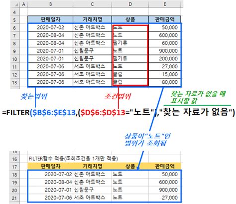 엑셀함수 Filter 원하는 조건으로 데이터 조회필터링하기 엑셀웍스