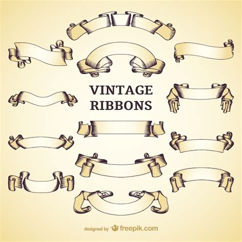 빈티지 리본 컬렉션 무료 벡터