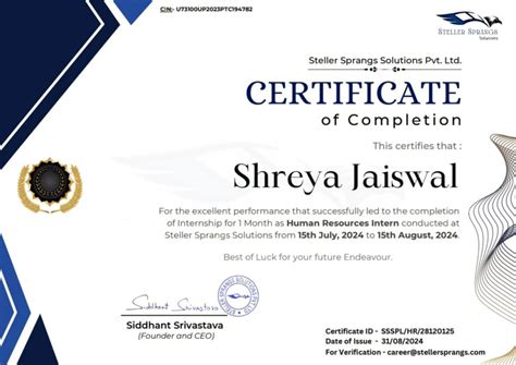 Shreya Jaiswal On Linkedin Internship Hr Learninganddevelopment Stellersprangssolutions