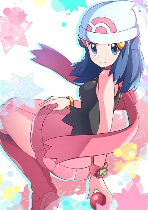 Anime Anime Girls Pokémon Dawn Pokemon Cabelo Longo Cabelo Azul Hd Papel De Parede