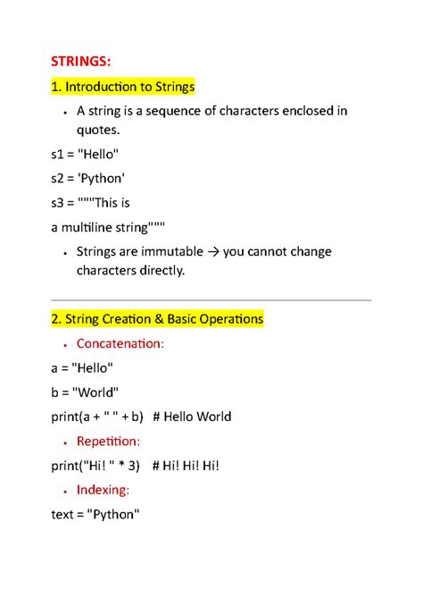 Python Notes Introduction To Strings Lists Tuples And Dictionaries