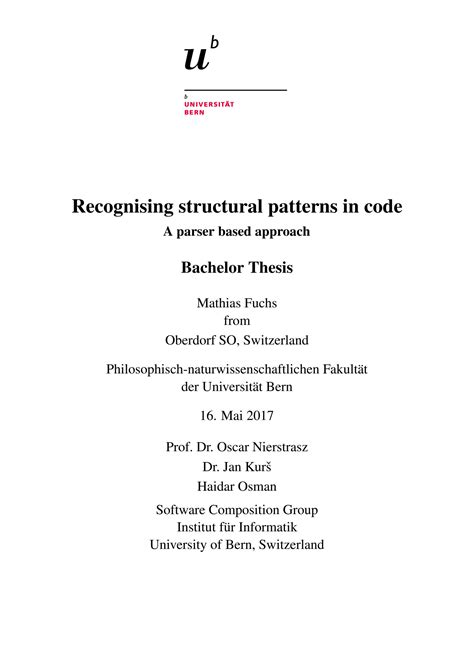 Solution Recognising Structural Patterns In Code A Parser Based