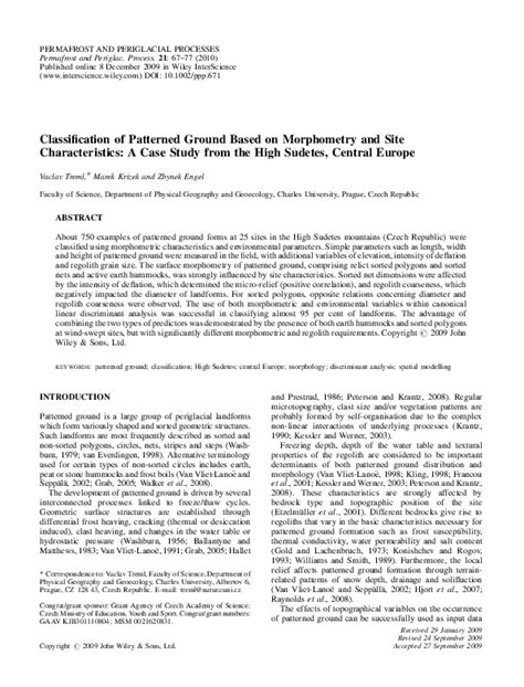 Pdf Classification Of Patterned Ground Based On Morphometry And Site Characteristics A Case