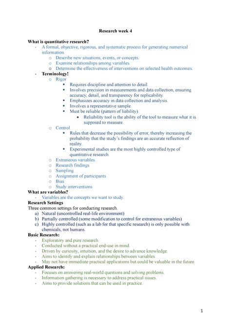 Research Week 4 Lecture Notes Research Week 4 What Is Quantitative Research A Formal