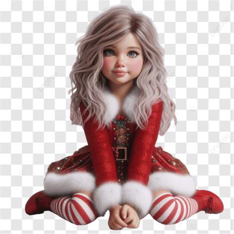 크리스마스 선물을 들고 산타클로스 의상을 입은 축제 환호 만화 소녀 산타의 축제 환호 만화 소녀 크리스마스 선물을 들고 있는