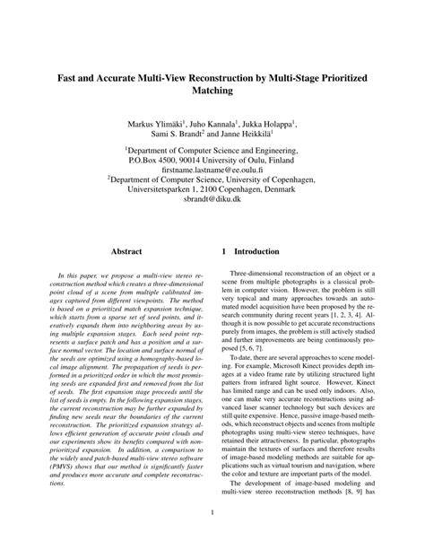 Pdf Fast And Accurate Multi View Reconstruction By Multi Stage Prioritized Matching