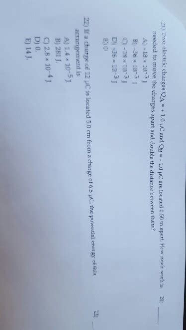 Solved 2013 21 Two Electric Charges Qa 10 C And Or