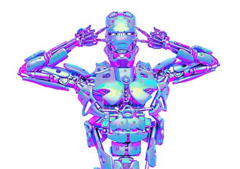 Cyborg Doing A Peace And Love Pose Stock Illustration Illustration Of
