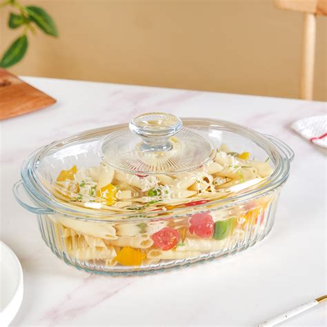 Empty Glass Casserole Dish Simax 25 Quart Clear Glass Round Baking