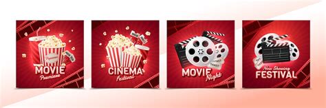 Premium Vector Cinema Cards In Realistic Style
