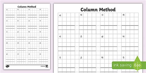👉 Blank Column Method Worksheet Teacher Made Twinkl