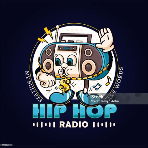 멋진 달러 목걸이를 한 라디오 래퍼 캐릭터 로고 마스코트 티셔츠 스티커 및 포스터에 적합 Beatboxing에 대한 스톡 벡터 아트 및 기타 이미지 Istock