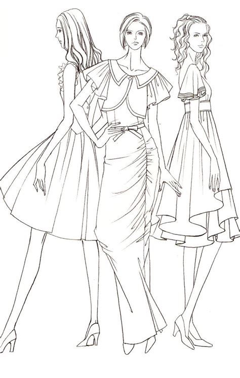 Fashion Model Outline Coloring Pages