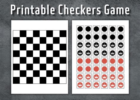 Checkers Game Printable Checkers Game Draught Board Draughts Game 8