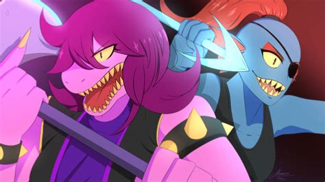 Download Free Deltarune Allies Susie And Undyne Wallpaper