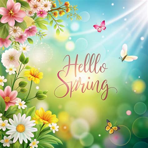 Realistic Background For Hello Spring Premium AI Generated Image