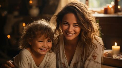 Premium Ai Image Young Mother With Little Son In A Kitchen