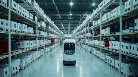 Autonomous Robot Navigating Warehouse Aisles Filled With Inventory