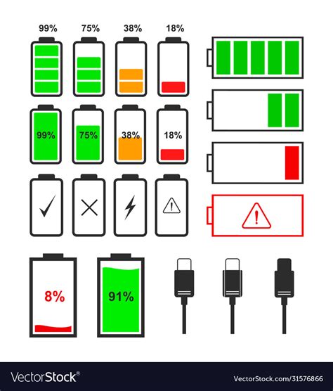 Set Battery Level Indicator Icons Royalty Free Vector Image