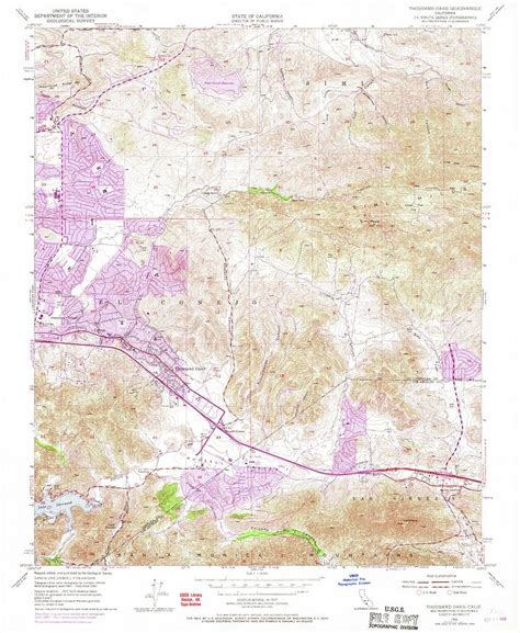 Thousand Oaks Ca From 1950 Vintage Map High Quality Mixed Media By