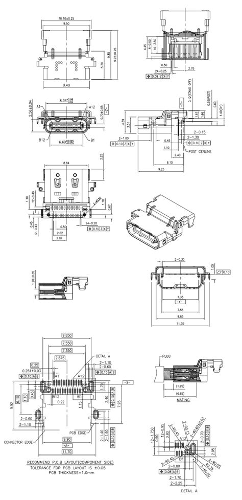 Dual SMT USB C Connector Right Angle Type Pin USB C Female Connector For Mobile Phone