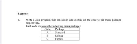 Solved Exercise Write A Java Program That Can Assign And Chegg