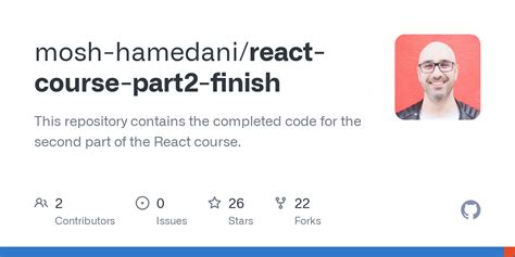Github Mosh Hamedanireact Course Part2 Finish This Repository