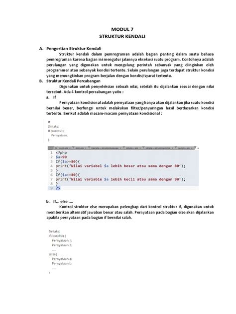 Kontrol Struktur Dan Perulangan Dalam Php Pdf