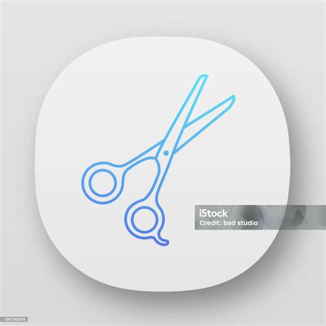 가위 응용 프로그램 아이콘입니다 이발 가위 손가락 중괄호 당김으로 악기를 절단 미용 도구 Ui Ux 사용자 인터페이스 웹 또는