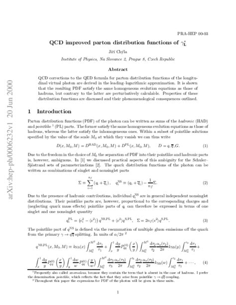 Pdf Qcd Improved Parton Distribution Functions Of
