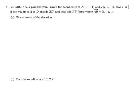 Solved Let Abcd Be ﻿a Parallelogram Given The Coordinates