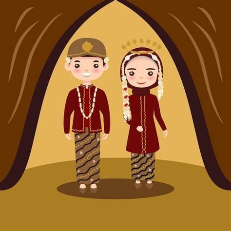 Drawing Java Couple With Traditional Wedding Dress Java Culture