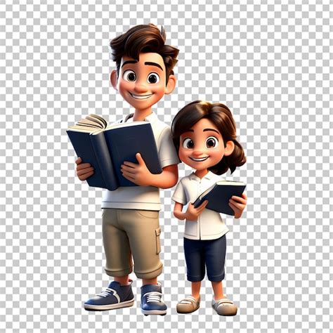 Siblings Reading Together Premium Ai Generated Psd