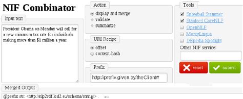 screenshot of the nif combinator user interface download scientific