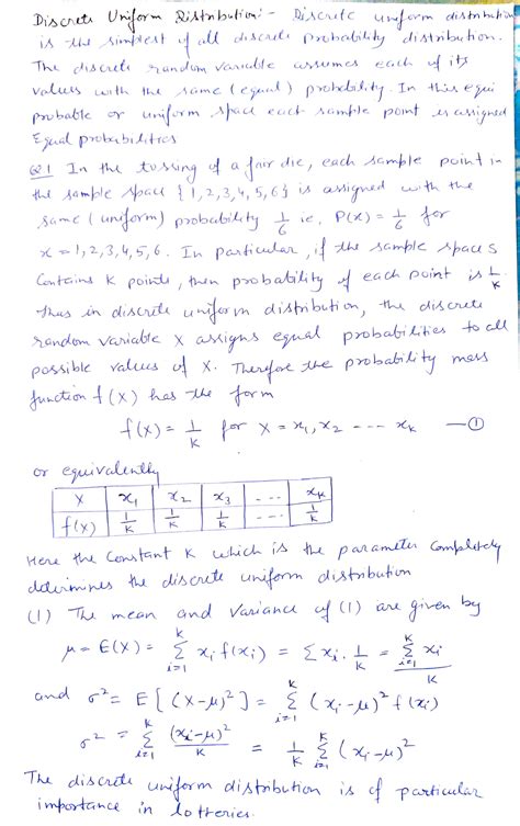 Discrete Uniform Distribution Engineering Studocu