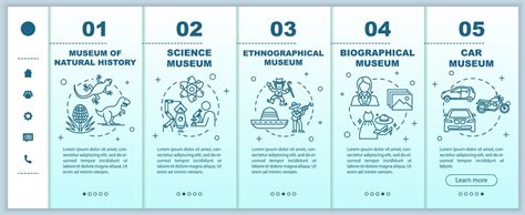 Exhibition And Museum Onboarding Mobile Web Pages Vector Template Responsive Smartphone Website