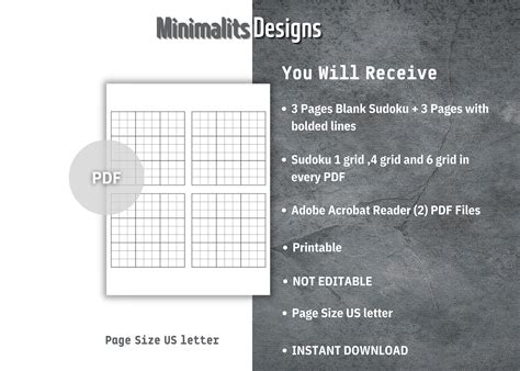 Blank Sudoku Pages Printable Blank Sudoku Sudoku Template Printable Sudoku Grids Instant