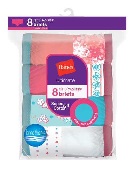 Hanes Hanes Ultimate Girls Cotton Briefs 8 Pack