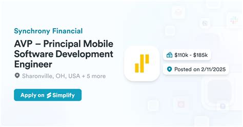 Avp Principal Mobile Software Development Engineer Synchrony Financial Simplify Jobs