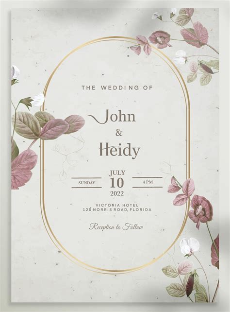 Vintage Wedding Classical Invitation Template Etsy